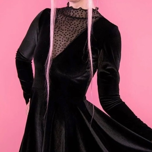 Modcloth | Dresses | Whimsygoth Black Velvet Dress | Poshmark